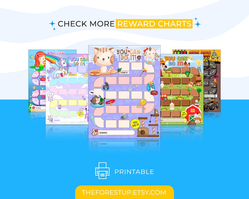 Printable Cat Reward Chart | Potty Training Chart | Kids Reward Chart ...