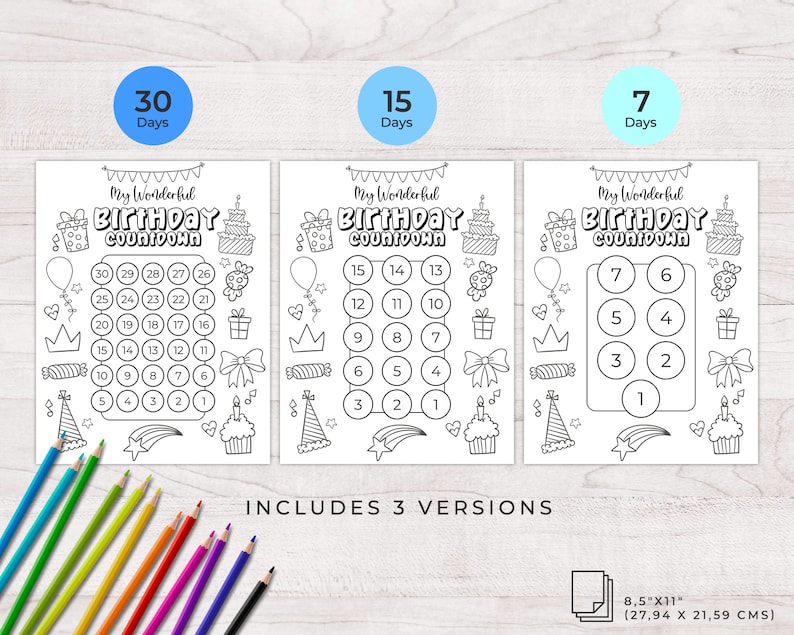 Birthday Countdown Printable for Kids | Birthday Advent Calendar for ...