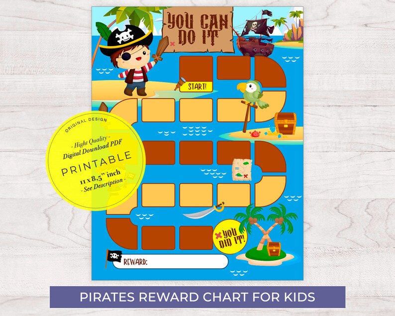 Pirates Reward Chart Printable for Kids | Sticker Chart | Toddler ...