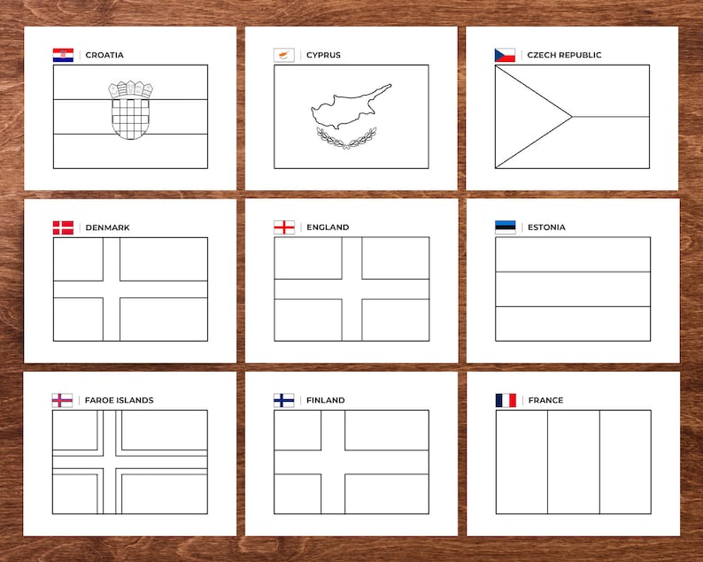 Europe Flags Coloring Pages,flags of the Europe Continent Coloring Book ...