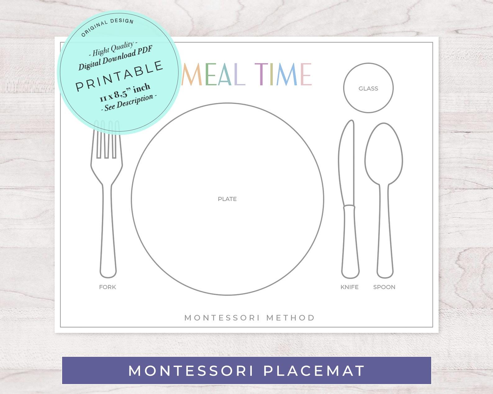 Printable Montessori Placemat | Educational Placemat | Kids Placemat ...