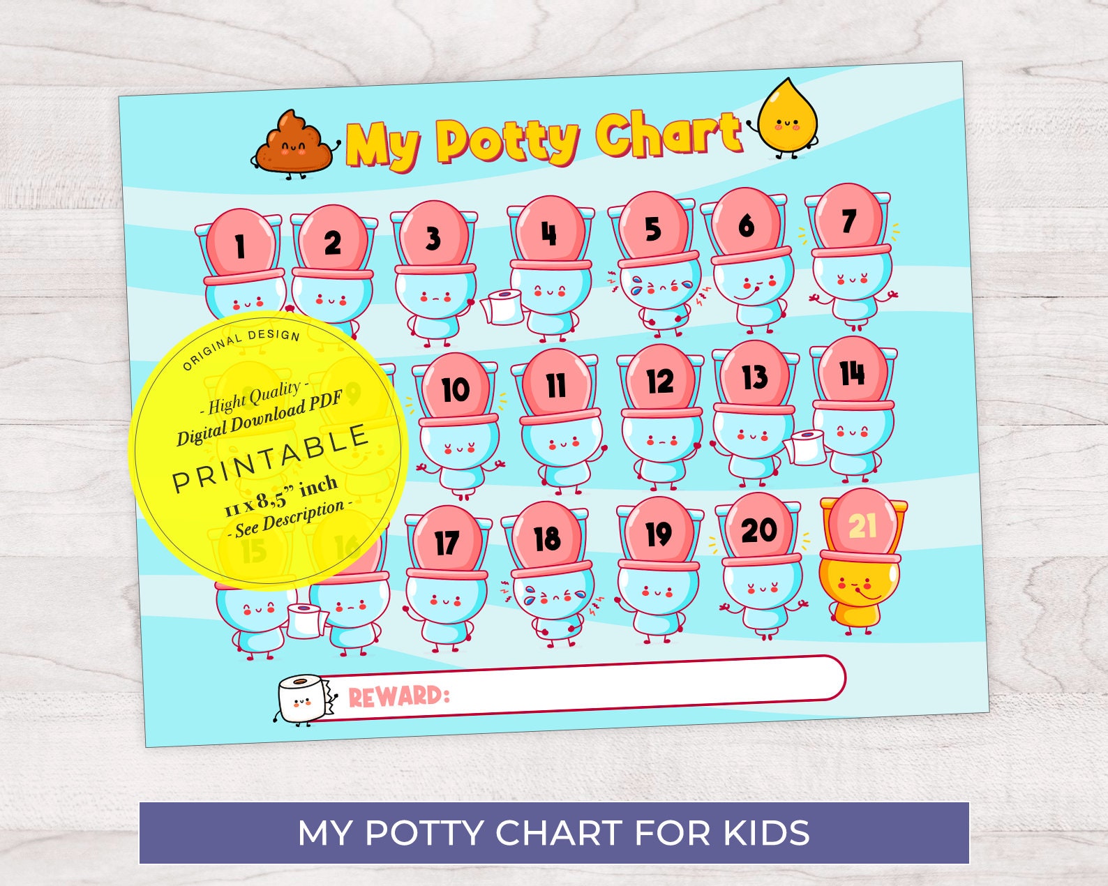 Printable Potty Training Chart | Sticker Chart | Toilet Training ...