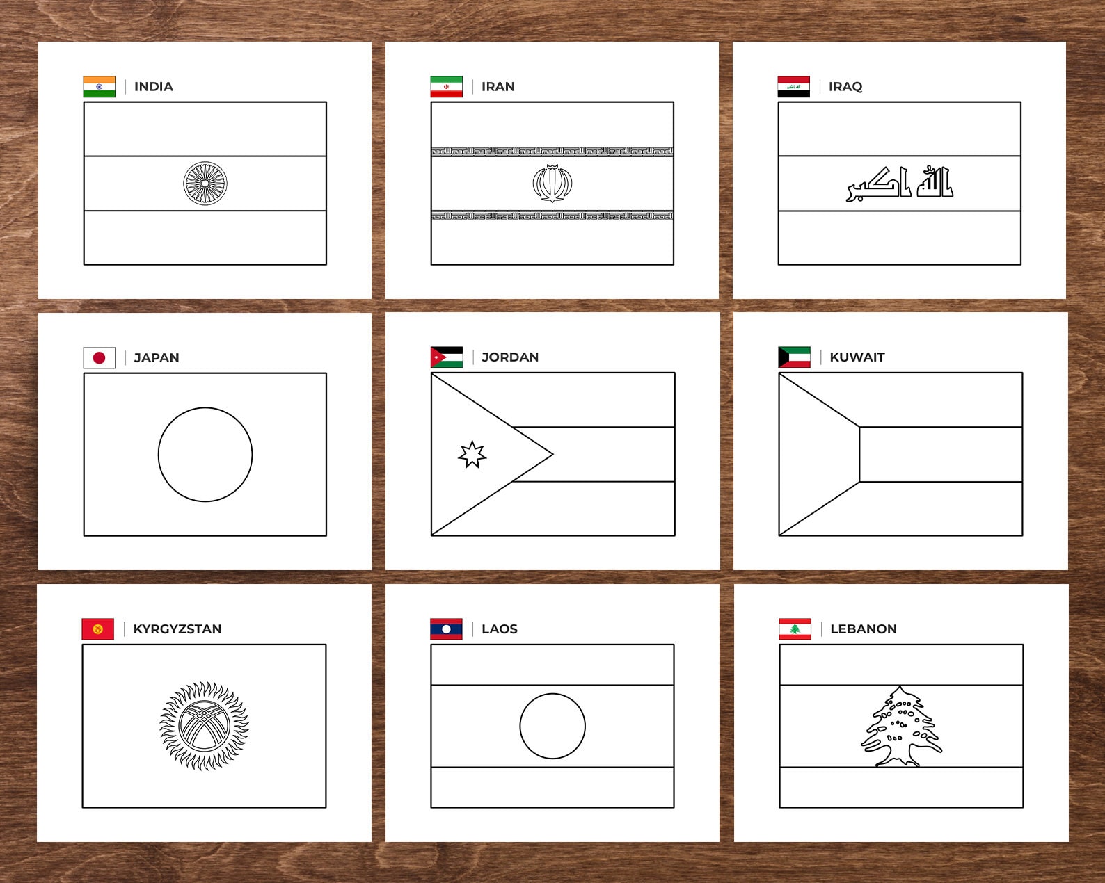 ASIA Flags Coloring Pages,flags of the Asia Continent Coloring Book ...