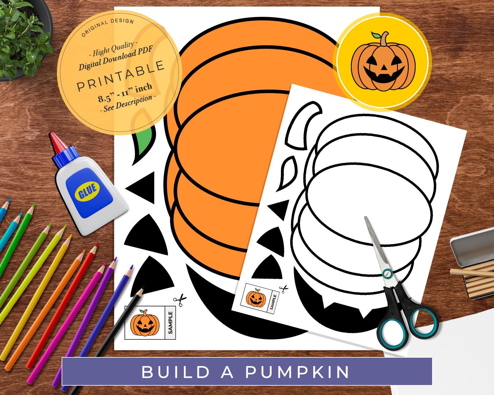 Pumpkin Printable Craft | Preschool Printable | Build a Pumpkin Fall ...