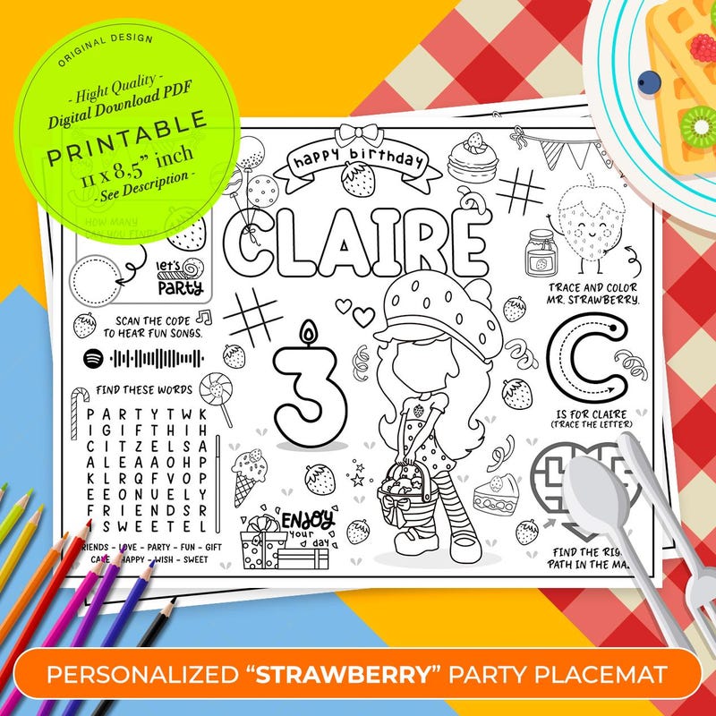 Placemats Strawberry - Etsy