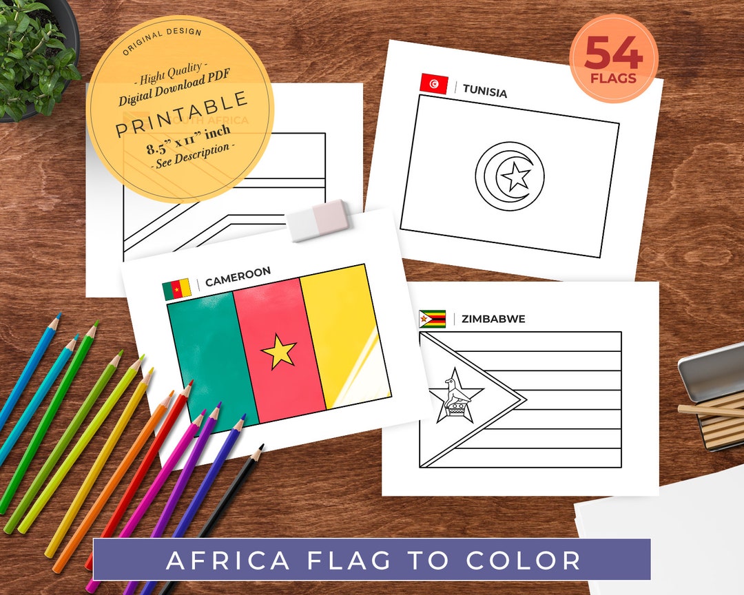Africa Flags Coloring Pages,flags of the Africa Continent Coloring Book ...