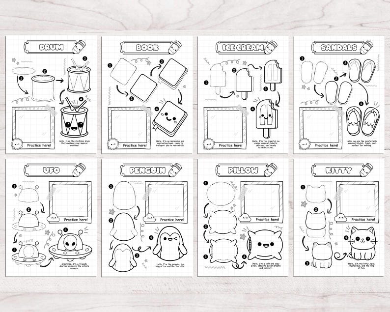 How to Draw Cute Stuff Step by Step | 85 Cute Cartoons | Printable ...