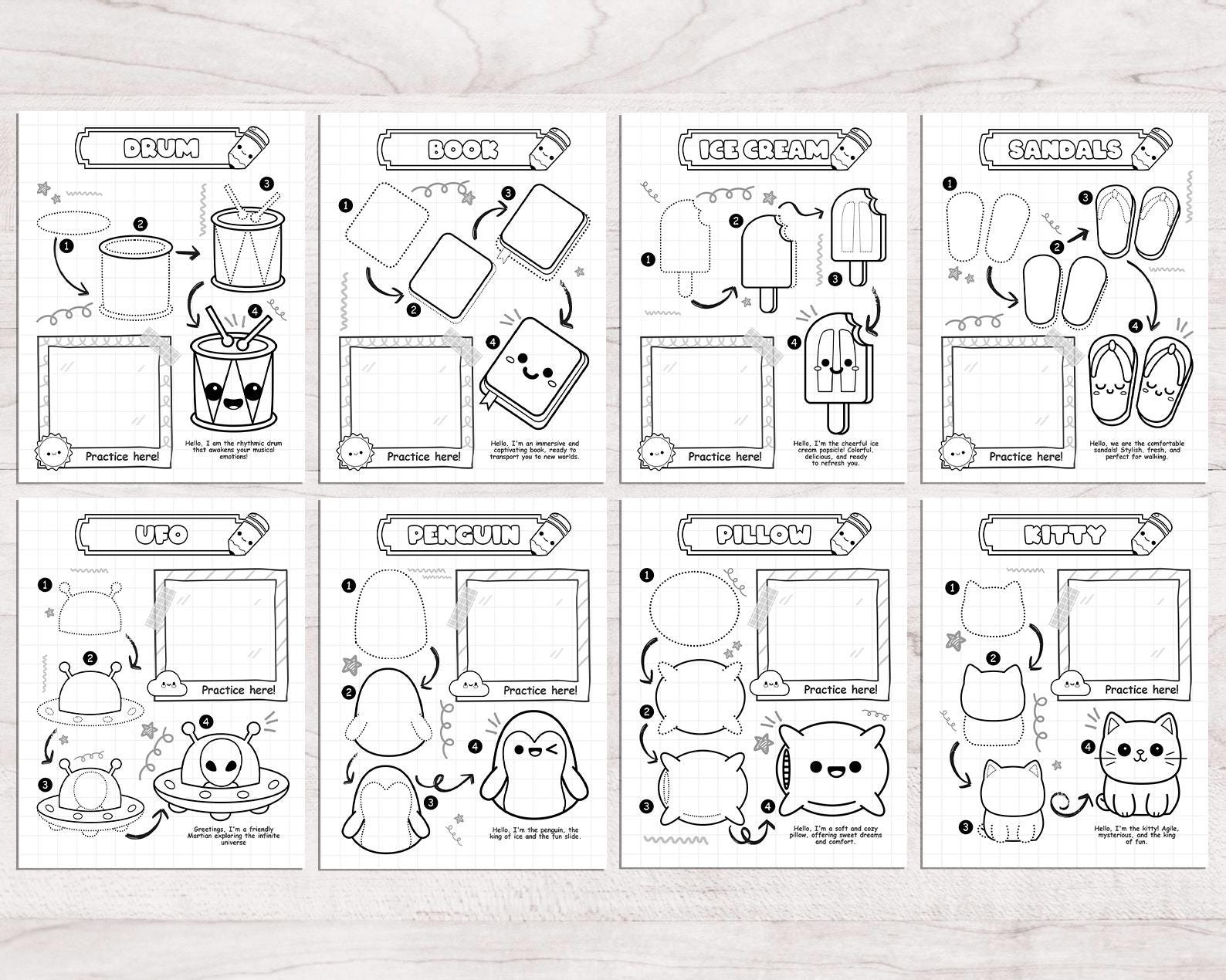 How to Draw Cute Stuff Step by Step | 85 Cute Cartoons | Printable ...