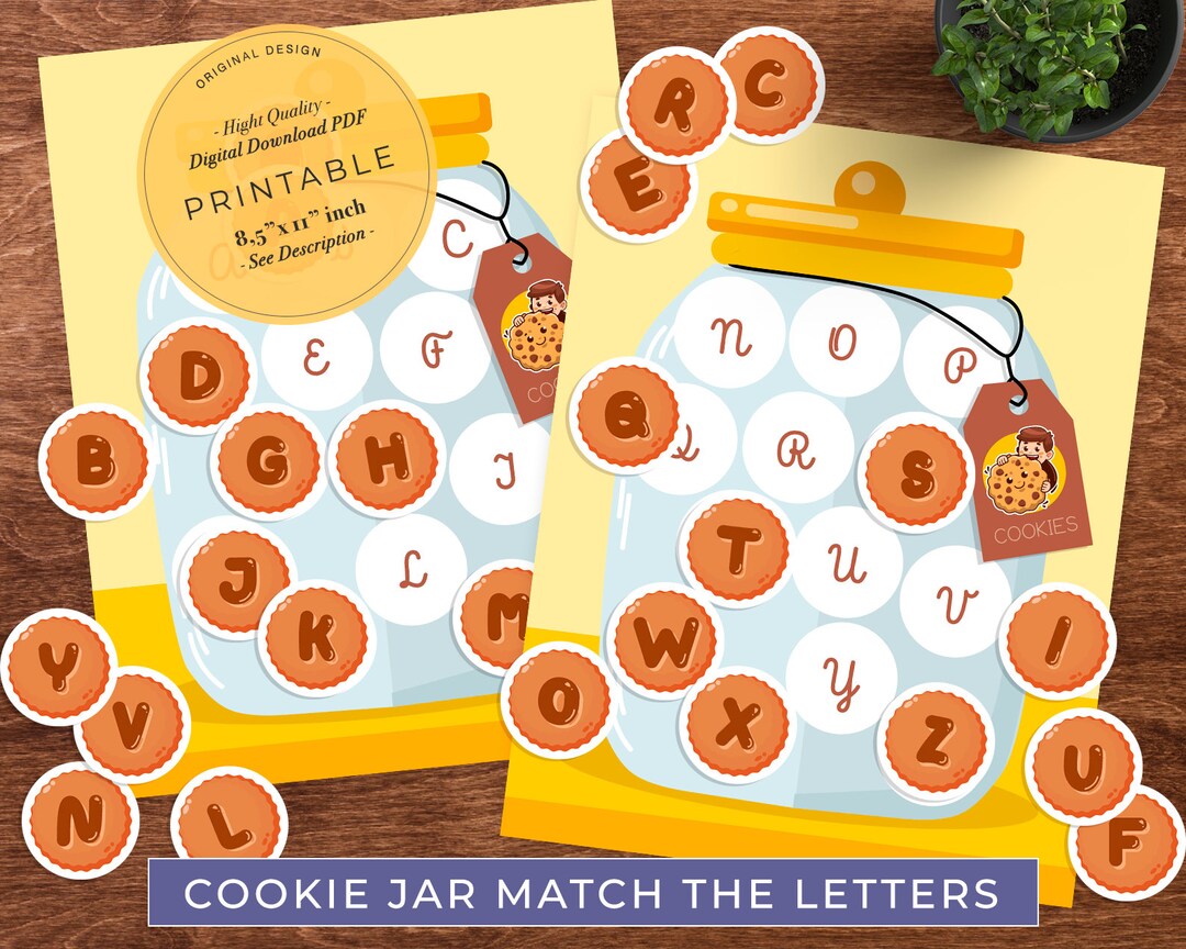 Cookie Jar Alphabet Matching Activity for Kids, Letter Recognition, Pre ...