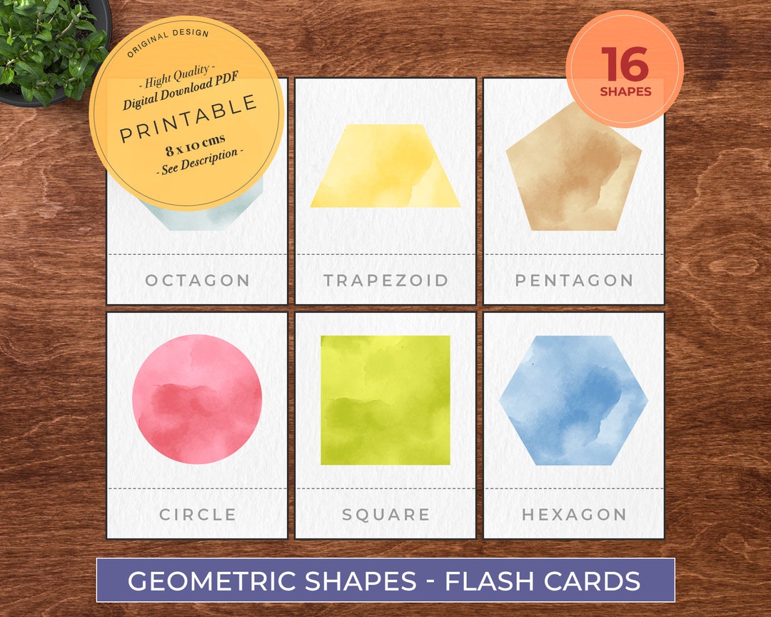 GEOMETRIC SHAPES Flash Cards, Preschool Materials, Homeschool ...
