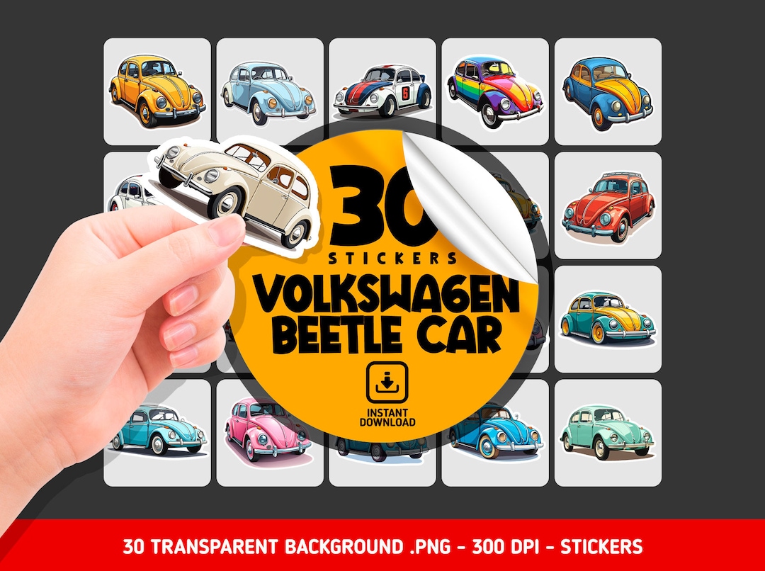 Beetle Car Stickers, Volkswagen Stickers, Beetle PNG Collection ...