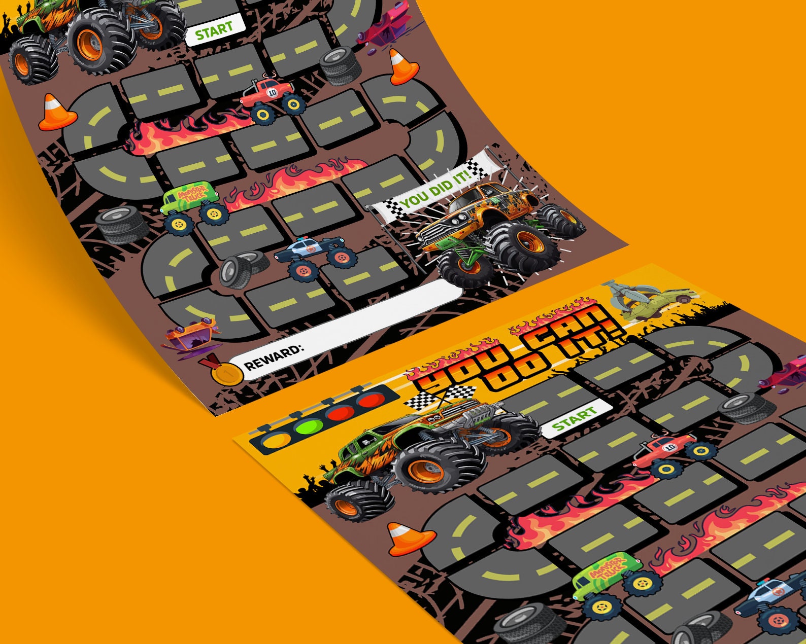 Printable Monster Truck Reward Chart Big Cars Kids Behavior Chart ...