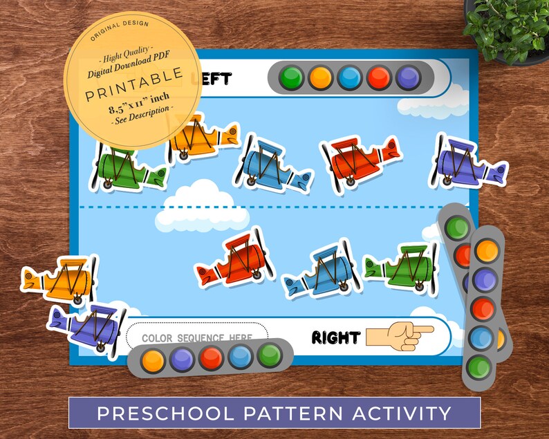 Color Patterns, Color Matching, Plane Activities, Left and Right Game ...