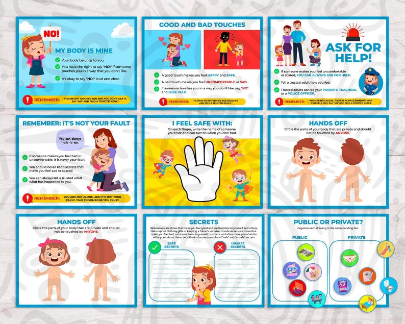 Good and Bad Touch, Learning Printable Booklet, Teaching Body Safety to ...