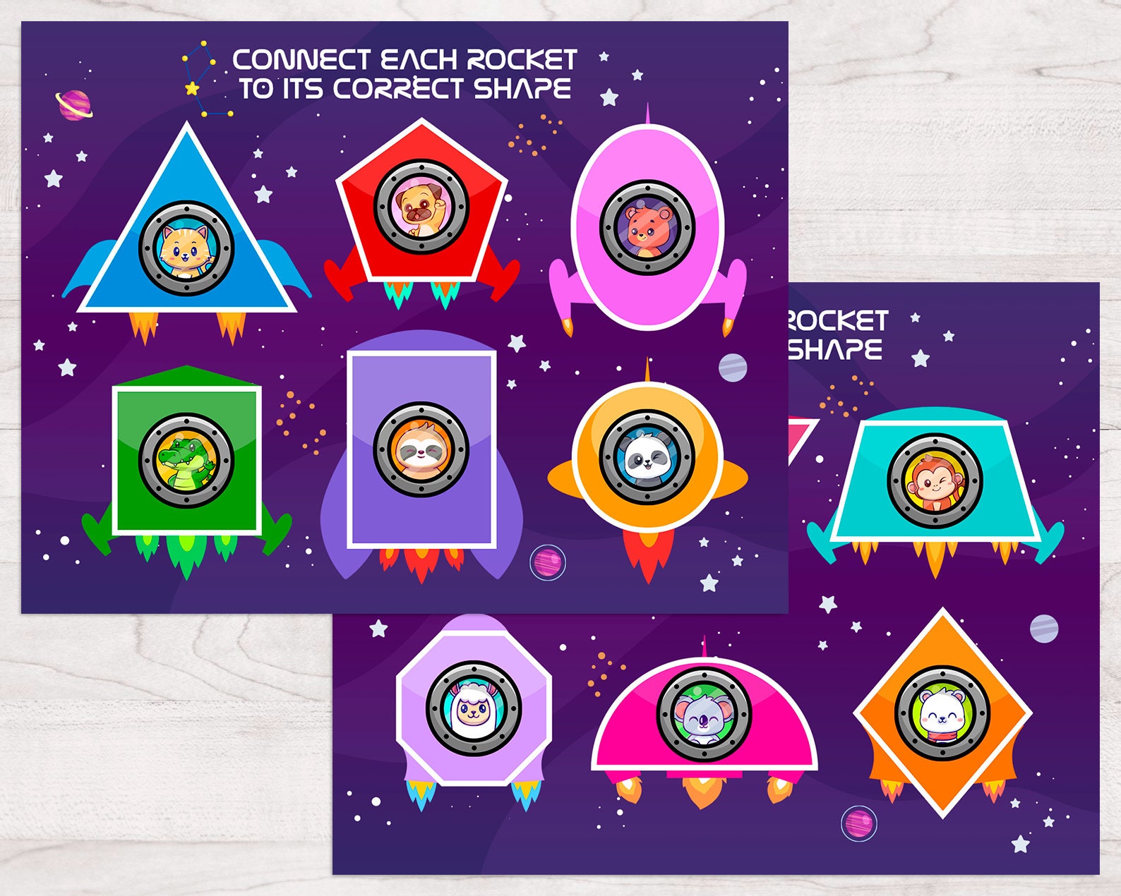 Shapes for Preschool, Shapes for Sorting, Geometric Shapes, Spaceship Activity, Space for Kids ...