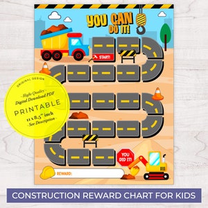 Construction Reward Chart Printable Construction Kids Behavior Chart ...