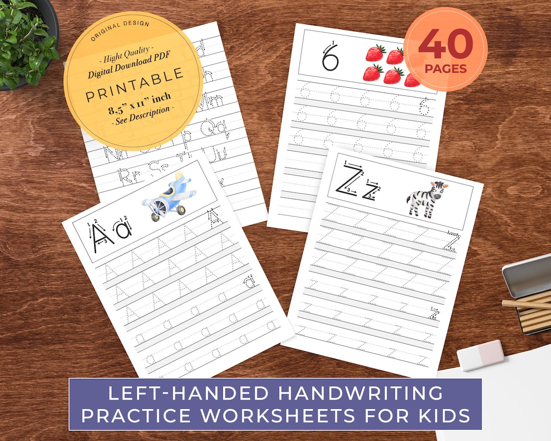 Left Handed Handwriting Practice Worksheets for Kids | Trace & Write ...