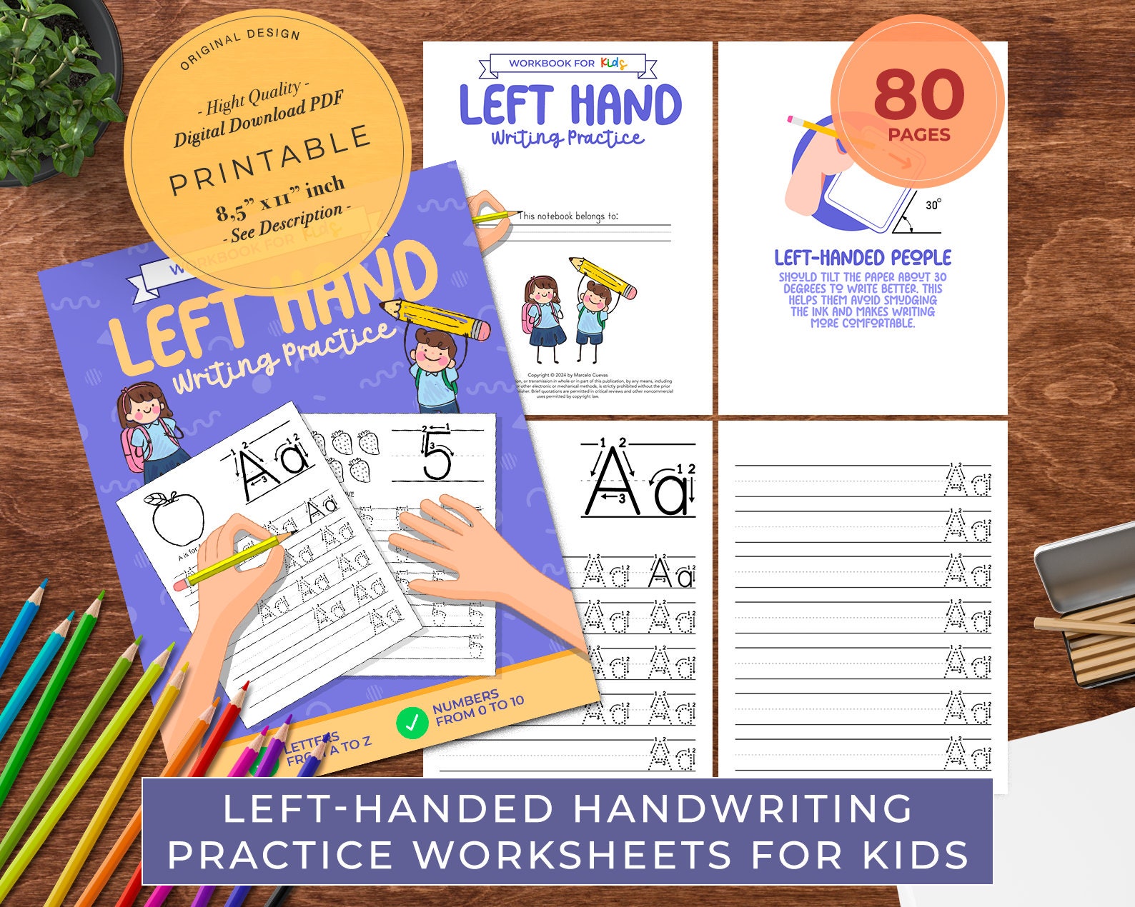 Left Hand Writing Practice for Kids | Trace & Write Letters and Numbers ...