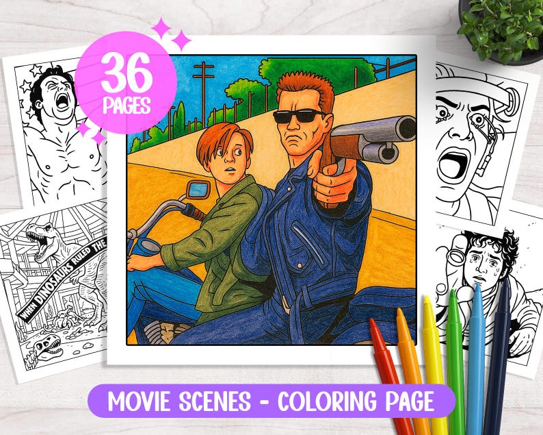 Movie Scenes Coloring Page, Cinema, Famous Movie Scenes, Movie Coloring ...