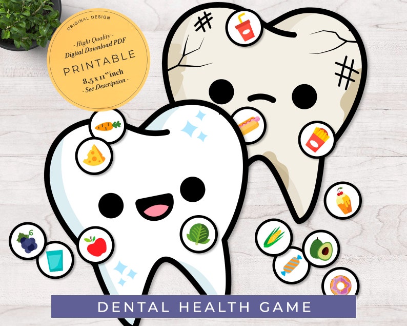 Dental Health Game Printable PDF, Preschool Toddler Tooth Activity ...