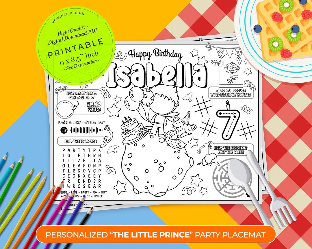 The Little Prince Party Activity Sheet | Little Prince Birthday Party ...