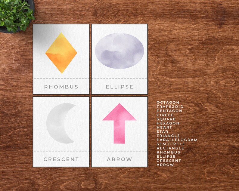 GEOMETRIC SHAPES Flash Cards, Preschool Materials, Homeschool Printables, Montessori Materials ...