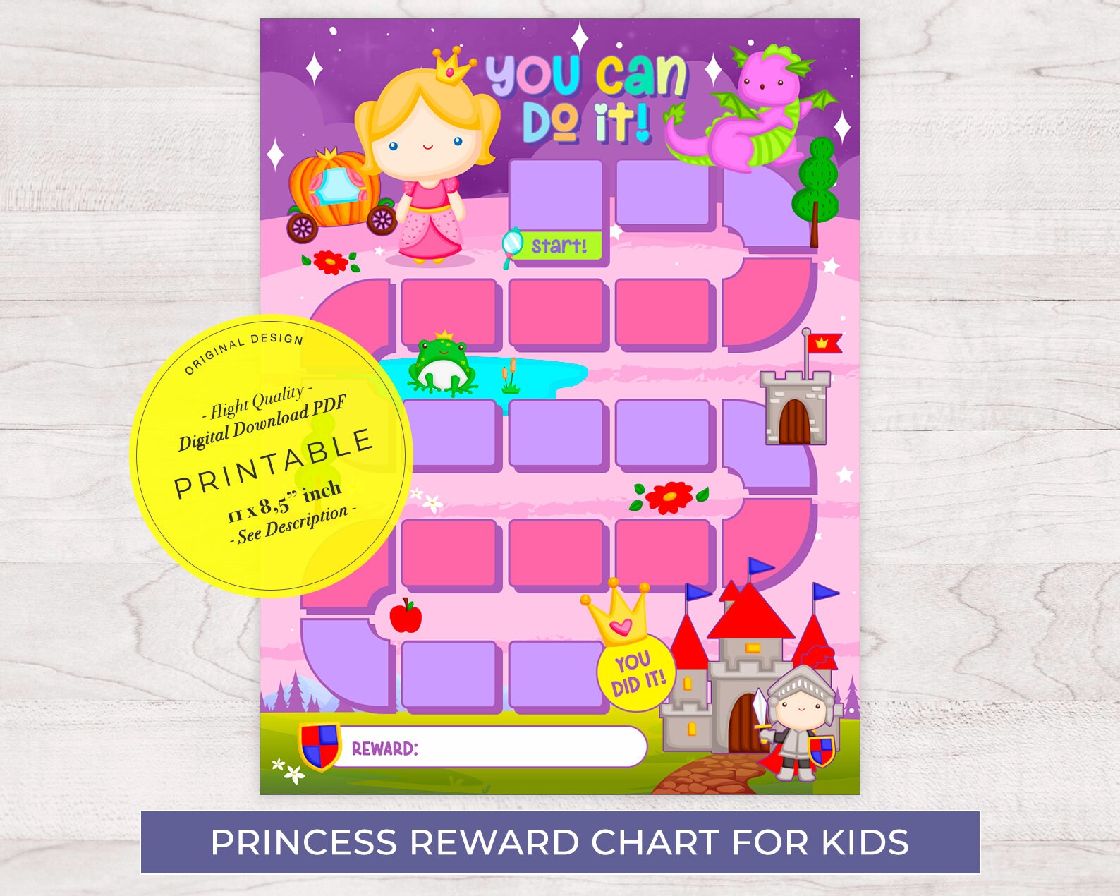 Princess Reward Chart for Kids | Chore Chart | Behavior Chart ...