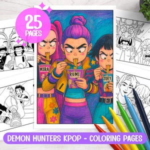 Huntrix Kpop Demon Hunters Characters Colouring Pages - Etsy