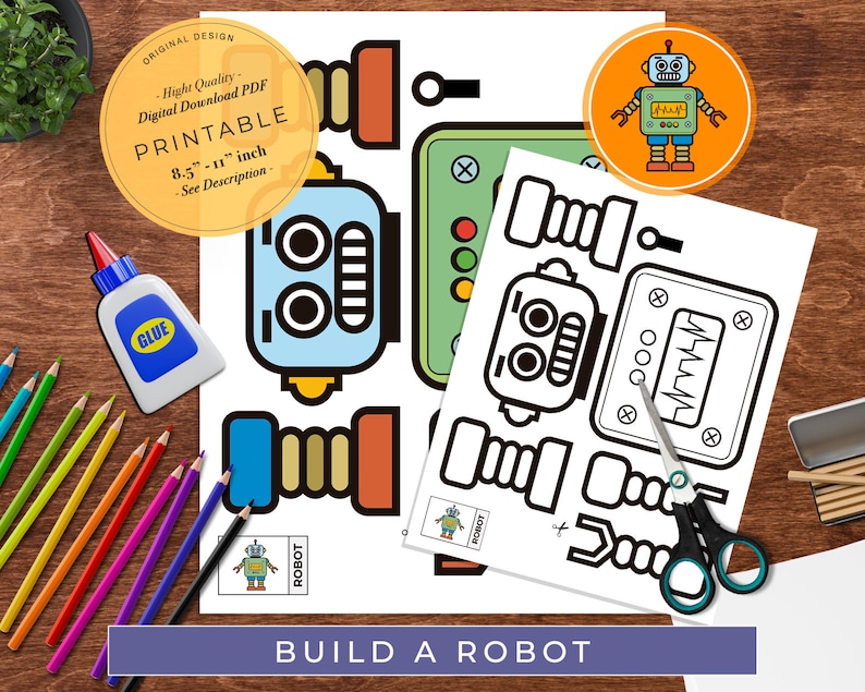 Build a Robot Activity for Kids - Robot Printable Craft - Preschool ...