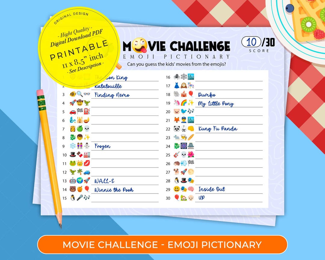 Emoji Pictionary Movies | Printable Emoji Pictionary Game | Cartoons ...