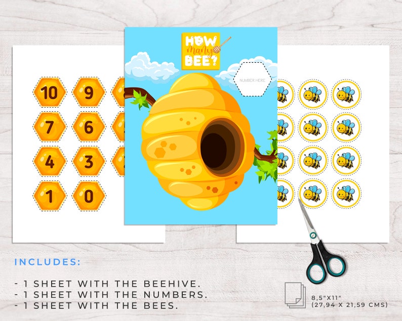 Bee Counting Printable Activity for Toddler, Counting Activity 1-10 ...