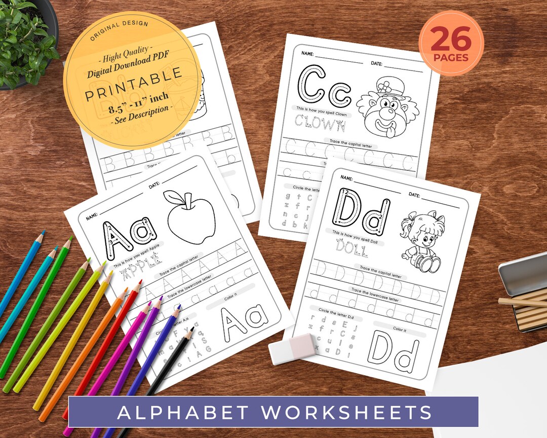 Alphabet Worksheets, Tracing, Homeschool, Trace the Alphabet Worksheets ...