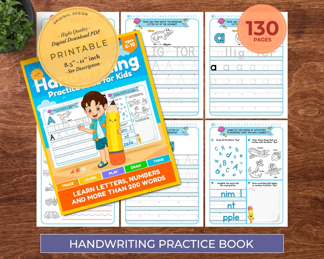 HANDWRITING PRACTICE PAGES for Kids, Ages 6-10: Alphabet Tracing Pages ...