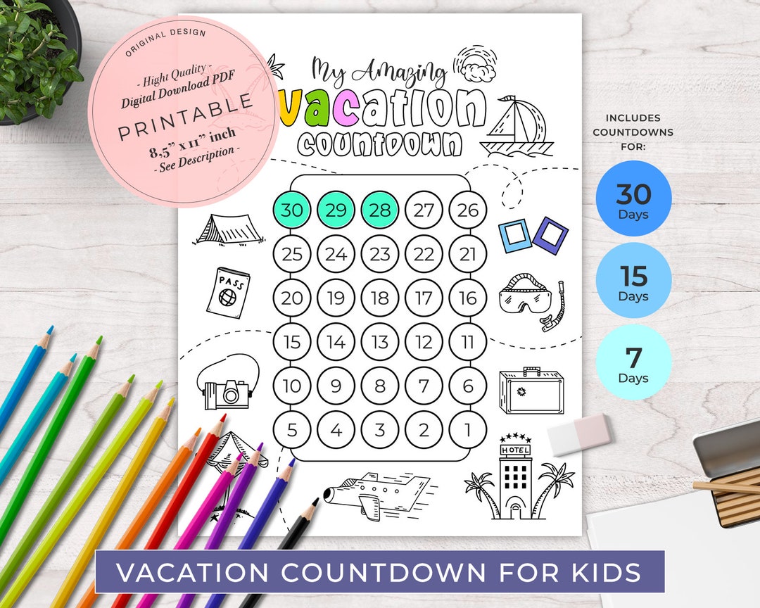 Kids Vacation Countdown | Kids Countdown Holiday Trip | Vacation Kids ...