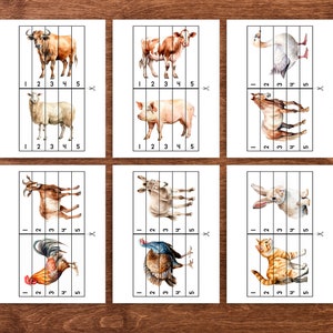 Farm Animals Puzzle Number Sequence 1-5, Montessori Toddler Printable ...