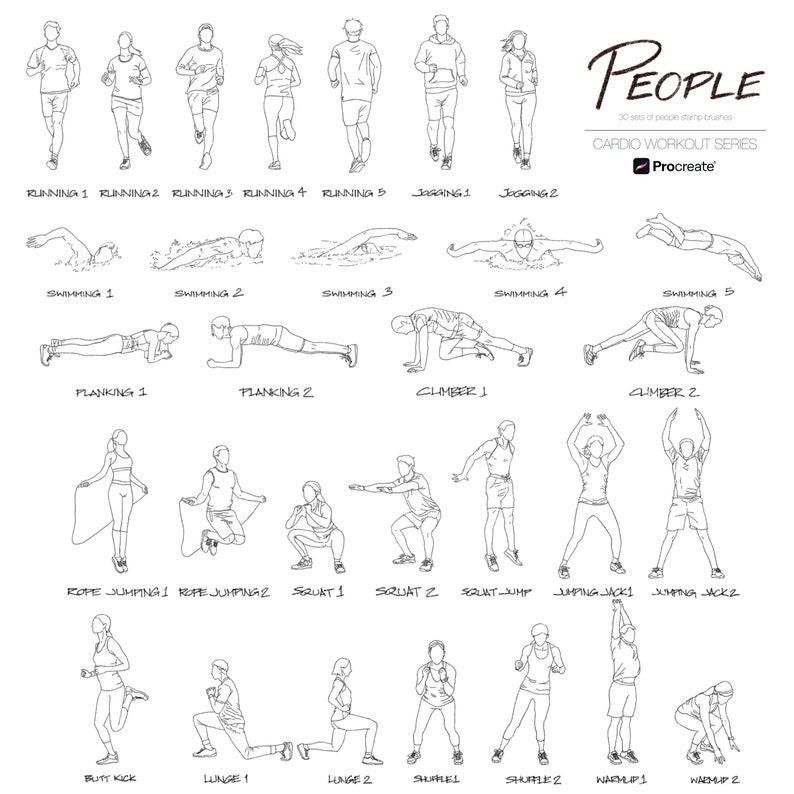 People Brushes Set for Procreate (cardio Workout Series) - Etsy