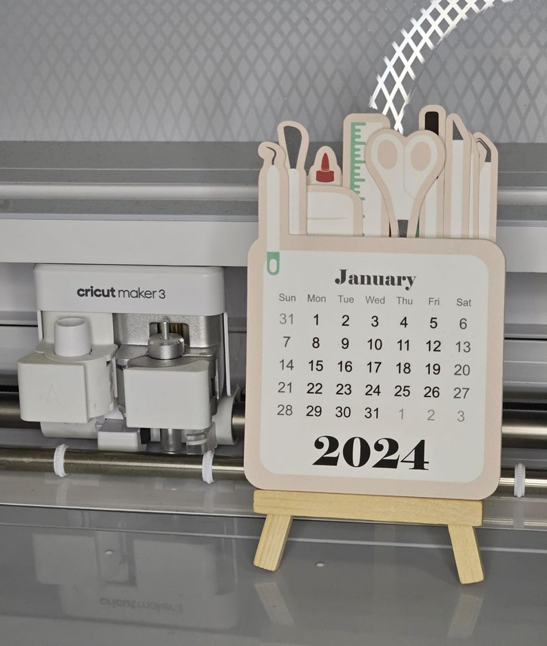 2024 Crafter Desk Calendar, Printable SVG Desk Calendar, Craft Tools ...