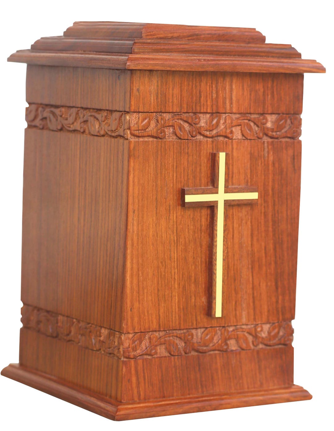 Brass Cross Urns for Adult Ashes | Wood Cremation Urns | Decorative ...