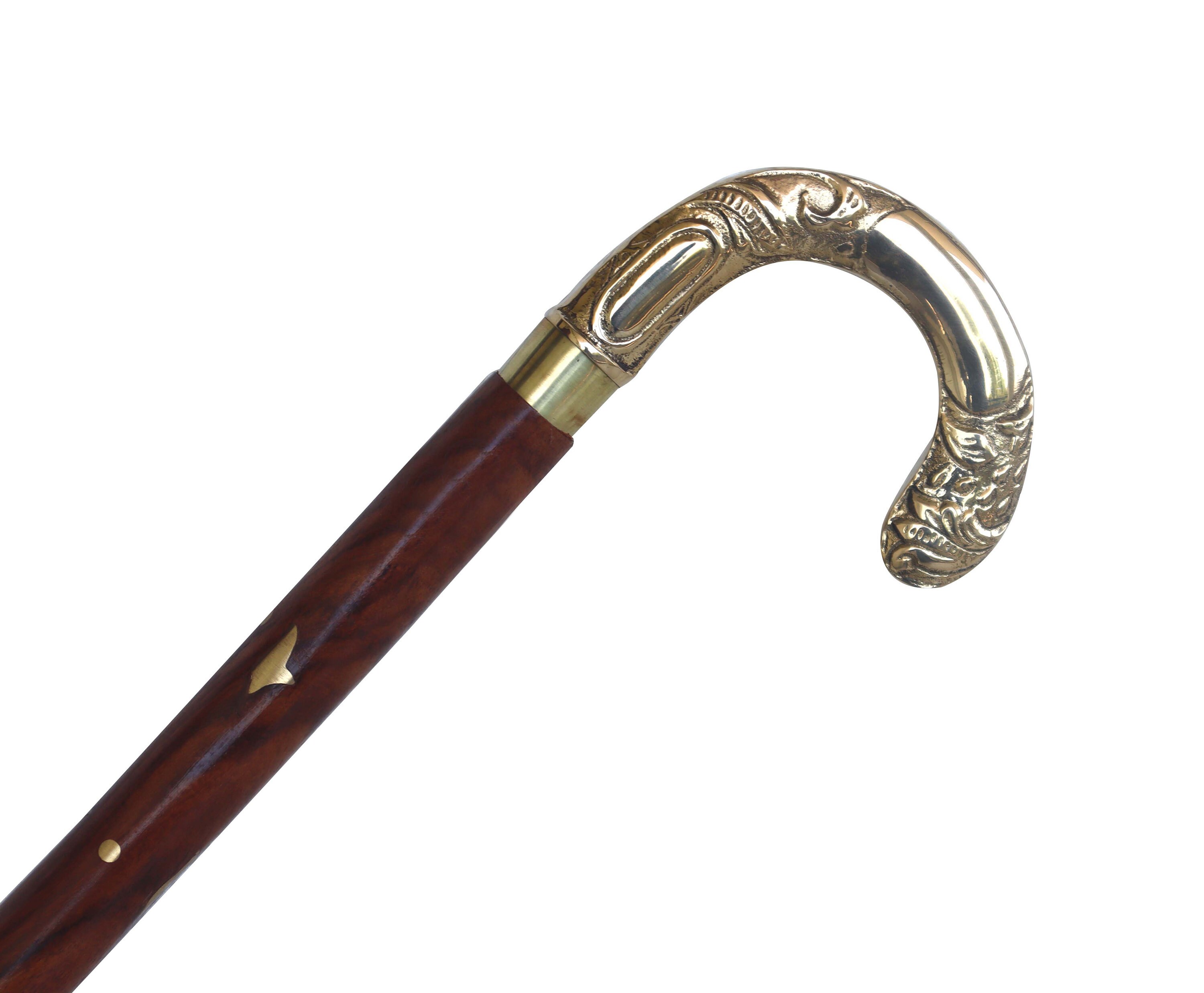 Wooden Walking Stick With Brass Handle | Handmade Walking Stick ...