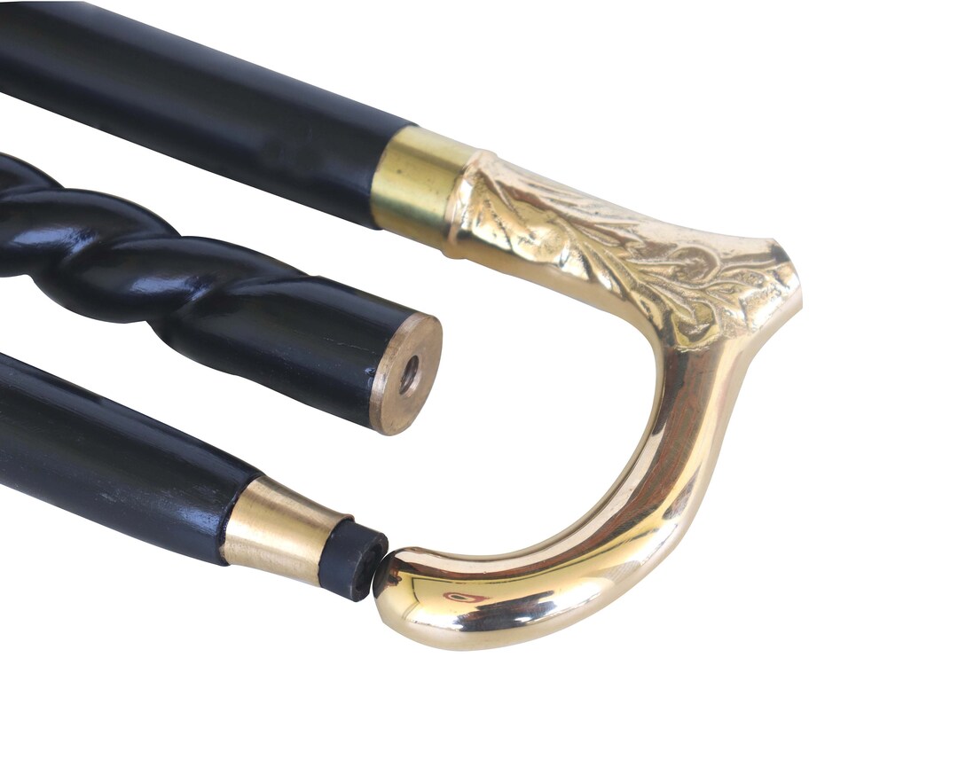 Wooden Walking Stick With Brass Handle | Handmade Walking Stick ...