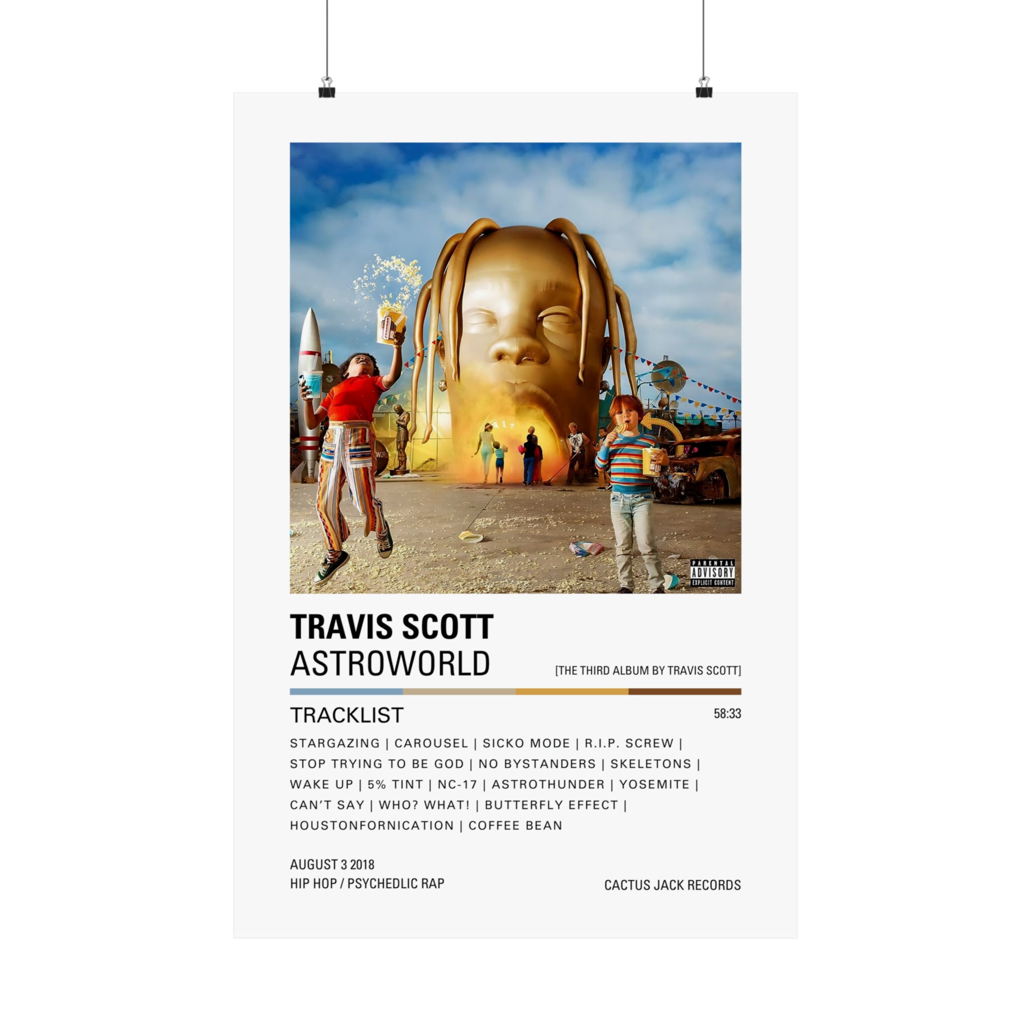 Travis Scott Poster Album Cover / Gift for Hip Hop Rap Fans / Home ...