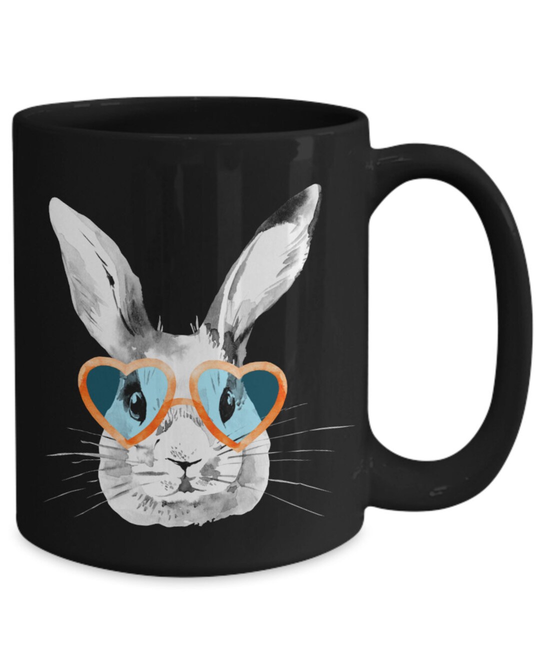 Bunny With Heart Glasses Coffee Mug Cute Easter Bunny Ceramic Easter ...
