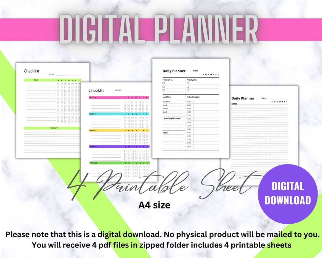 Planner Checklist Scheduler Daily Task Goal Tracker - Etsy