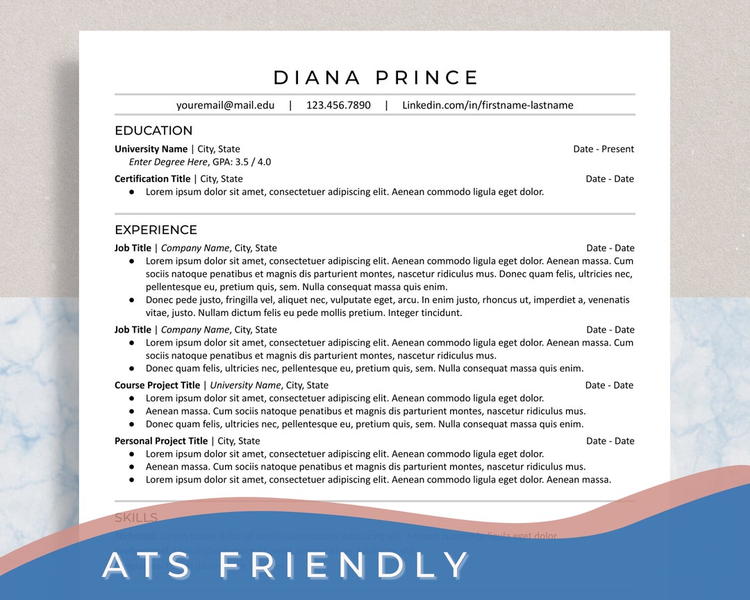 Simple ATS Friendly Resume Template Bundle | Word, Pages, Google Docs ...