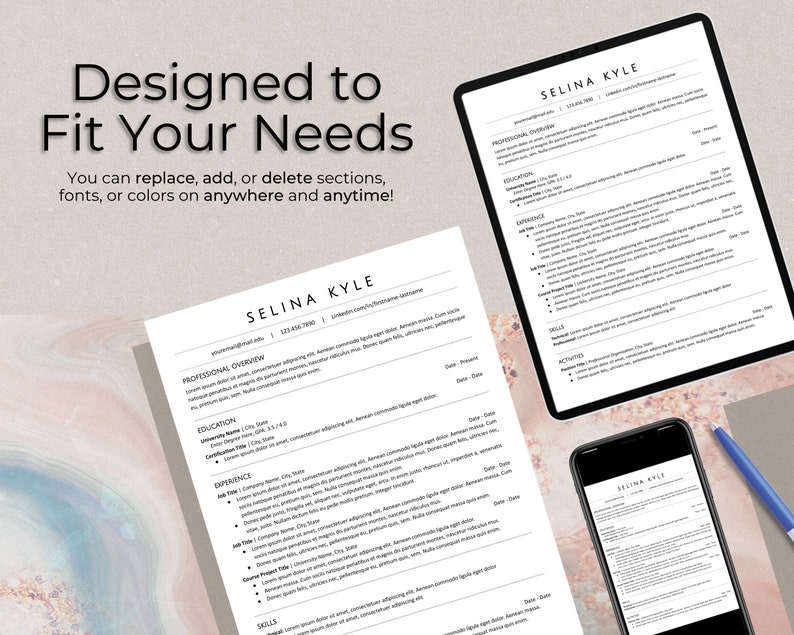 ATS Friendly Resume Template | Minimalist Resume Word, Pages, Google ...