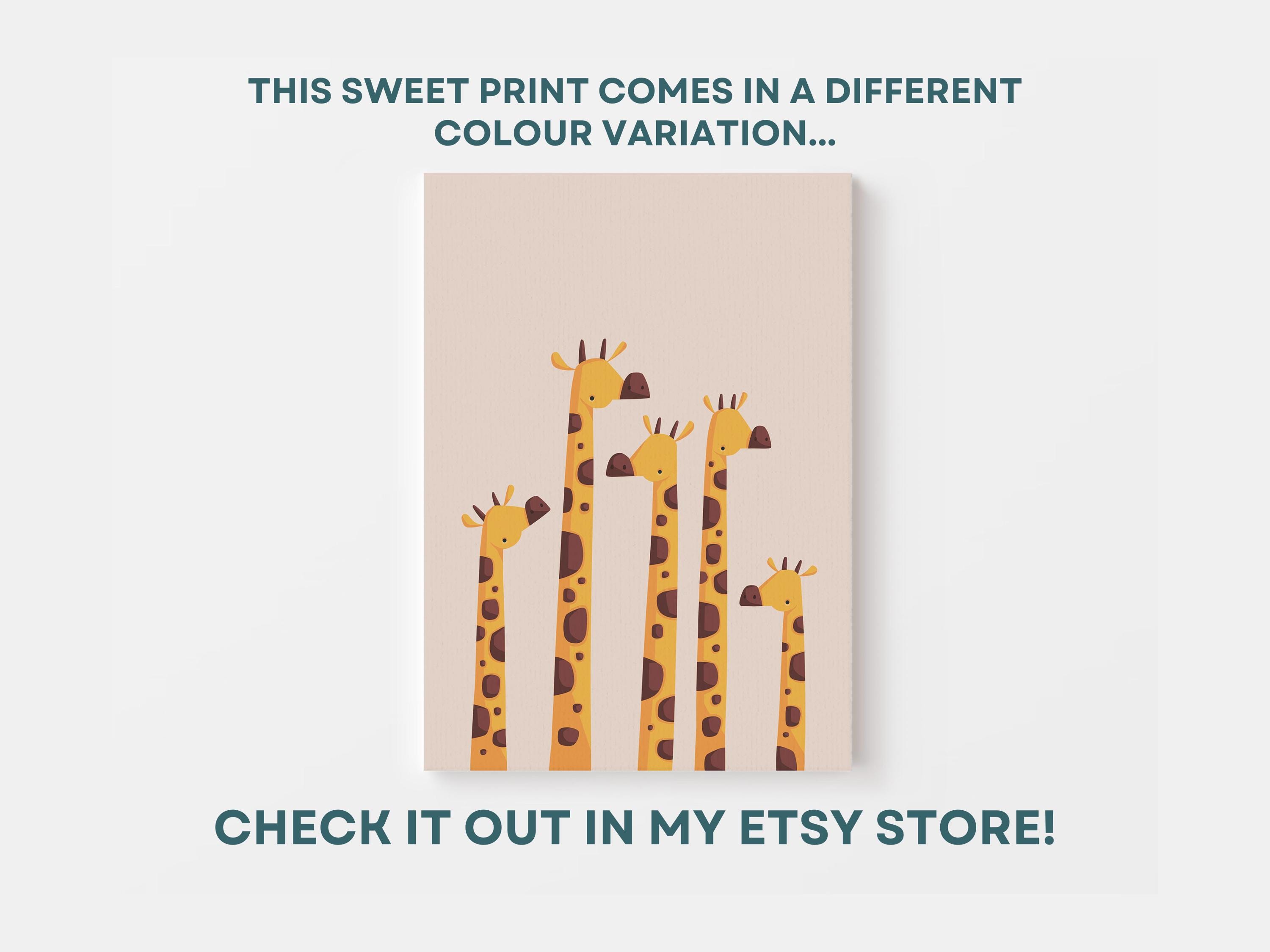 Giraffe Wall Art | Minimal Safari Animal Poster | Retro Nursery Wall ...
