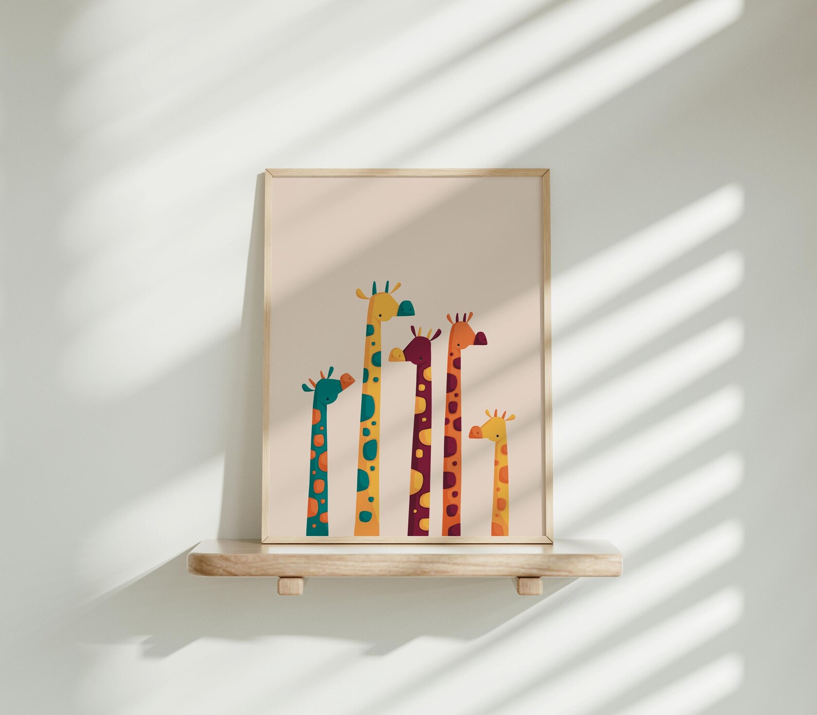 Giraffe Wall Art | Minimal Safari Animal Poster | Retro Nursery Wall ...