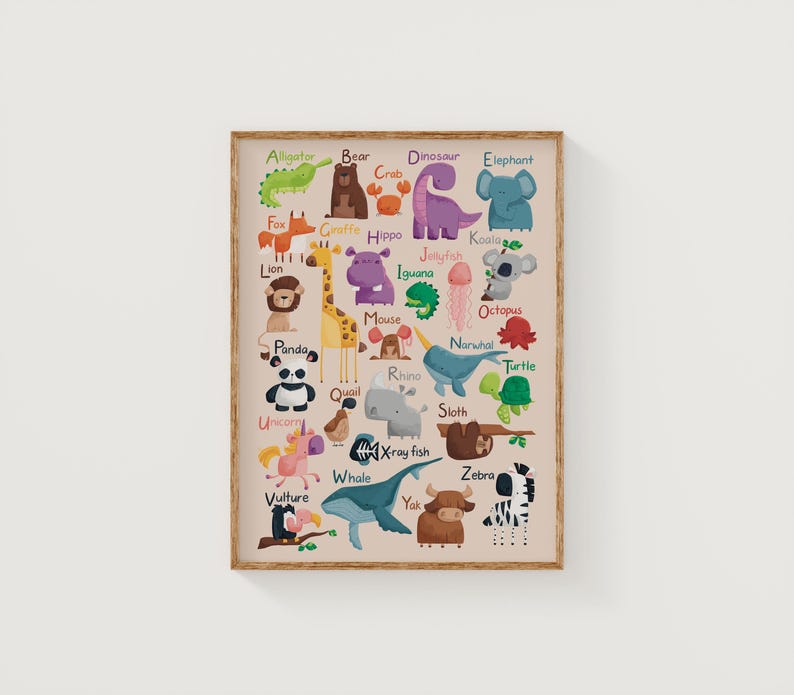 Animal Alphabet Poster | Bright Watercolour Animals | ABC Poster ...