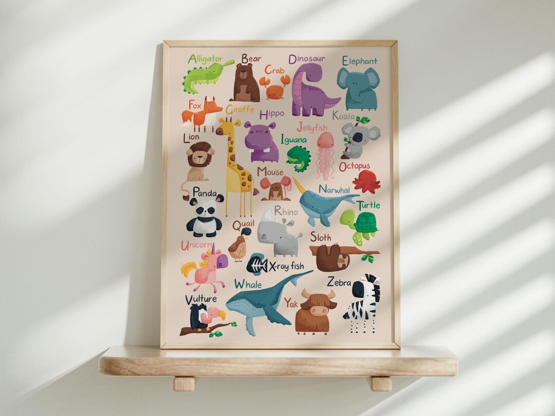 Animal Alphabet Poster | Bright Watercolour Animals | ABC Poster ...
