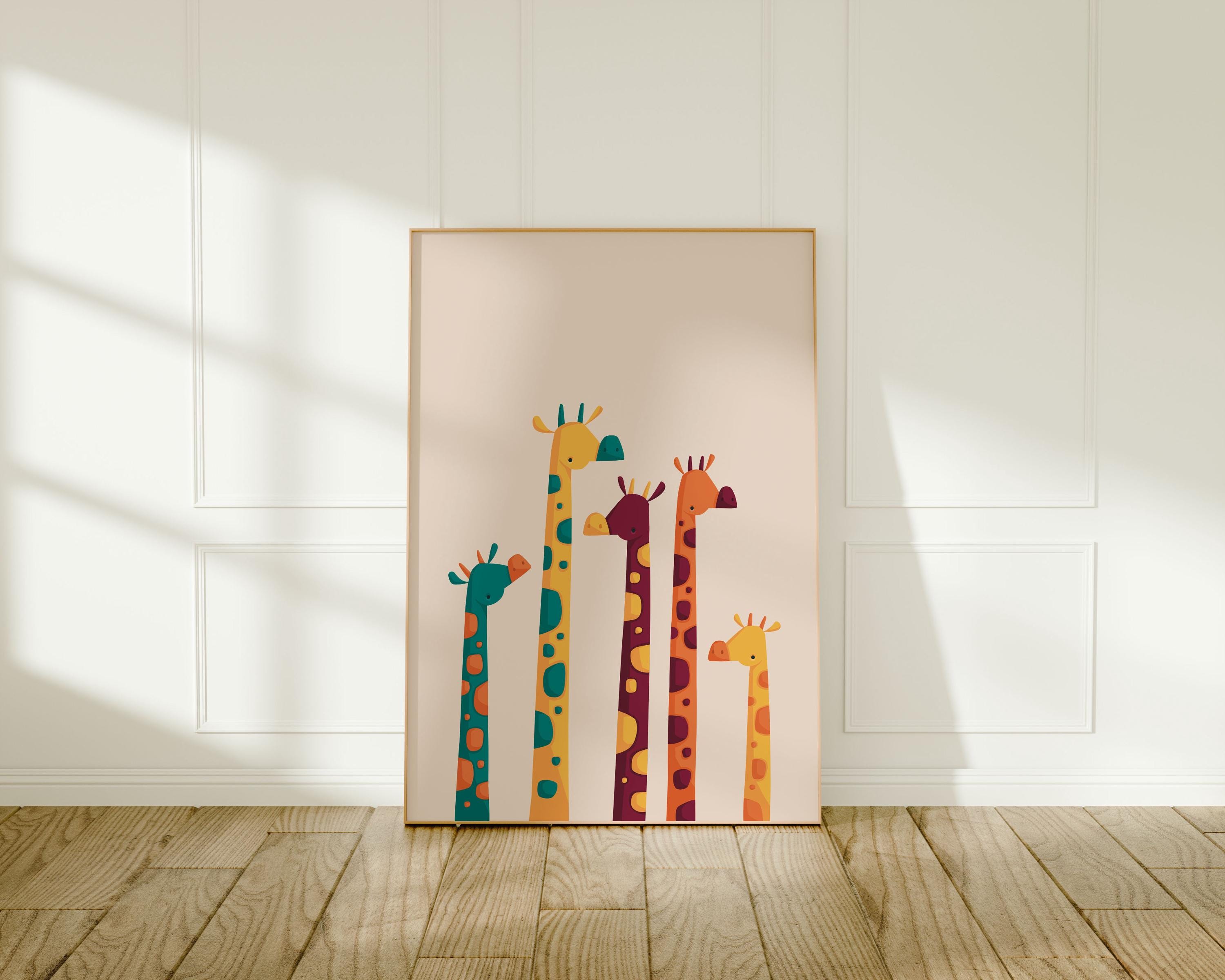 Giraffe Wall Art | Minimal Safari Animal Poster | Retro Nursery Wall ...